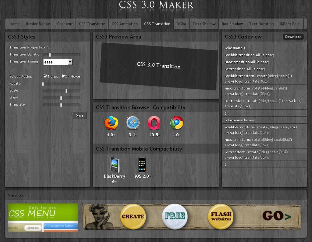 自訂兼自動寫code 的 CSS3.0 maker. – Clonefactor