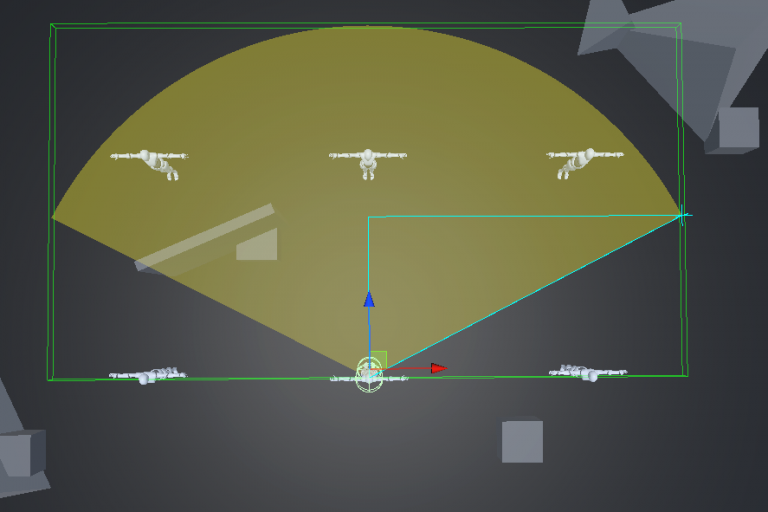 實作三角視線測敵, Triangular field of view via BoxOverlap + Raycast – Clonefactor